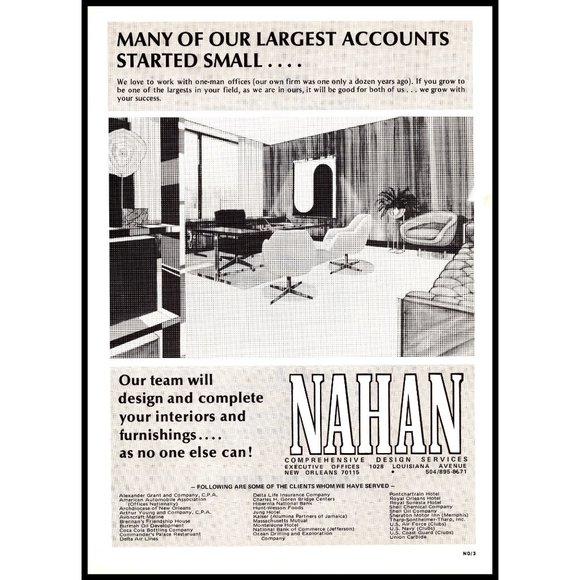 Naham | Art | 971 Nahan Interior Design Services Vintage Print Ad Mcm ...